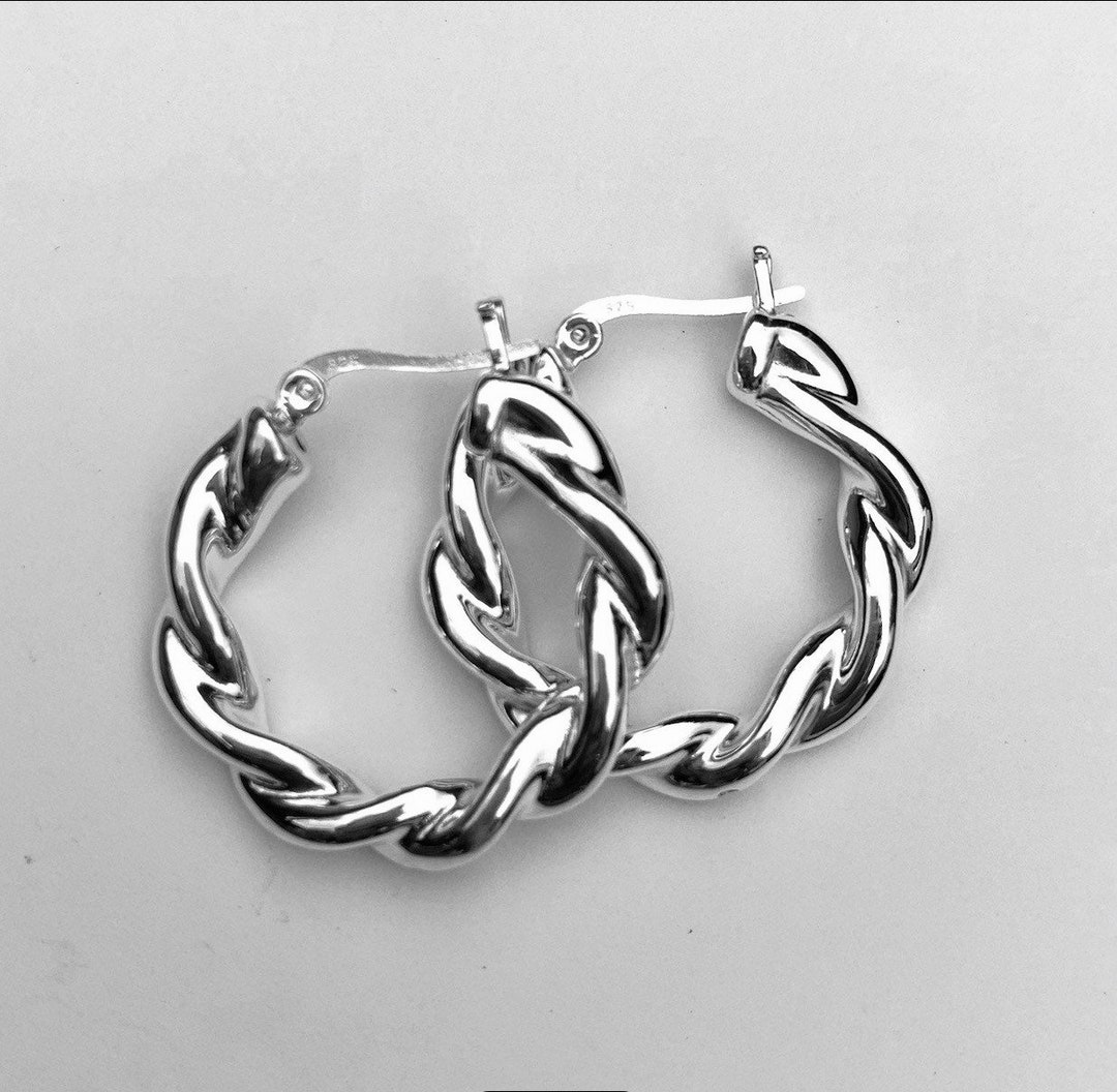 Sterling Silver Twisted Hoop Earrings 1 1/4 Diameter - Etsy