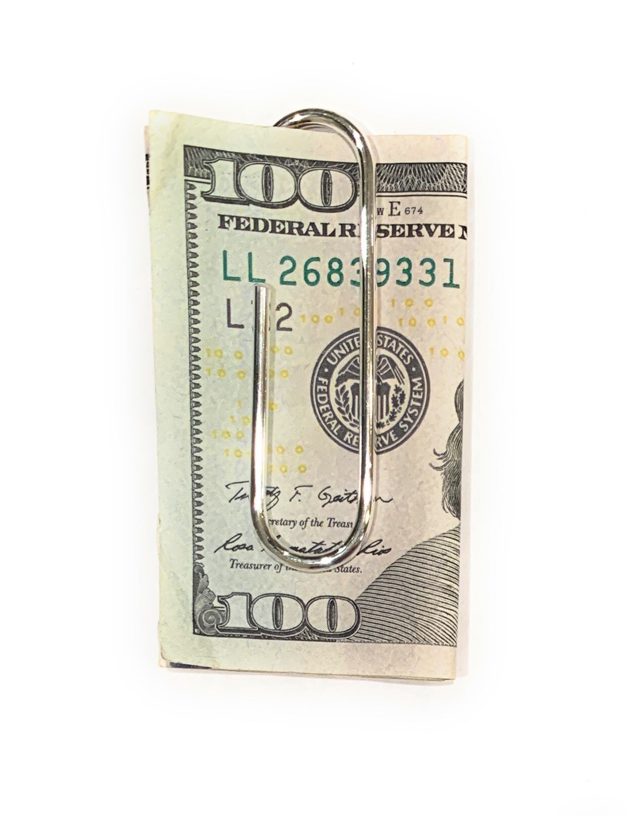 Minimalist Money Clip in Sterling Silver Paperclip Money - Etsy