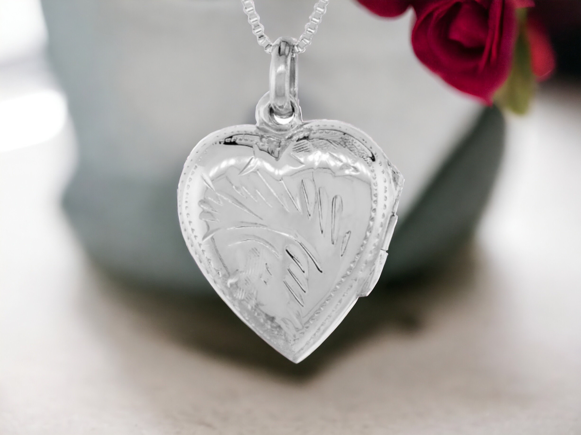 Silver locket Etsy