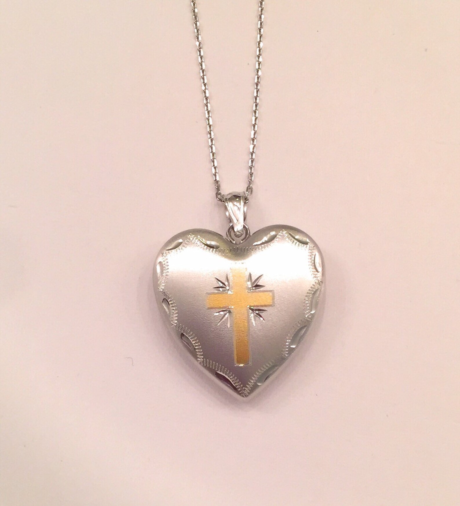 Cross Locket Necklace Heart Locket Remembrance Present for - Etsy