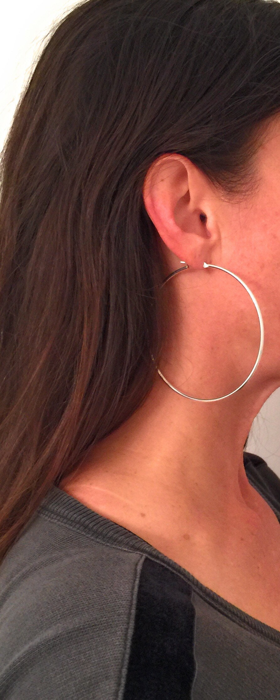 3 Inch Hoop Earrings Silver - Thin Hoop Earrings - Oversized Hoops ...