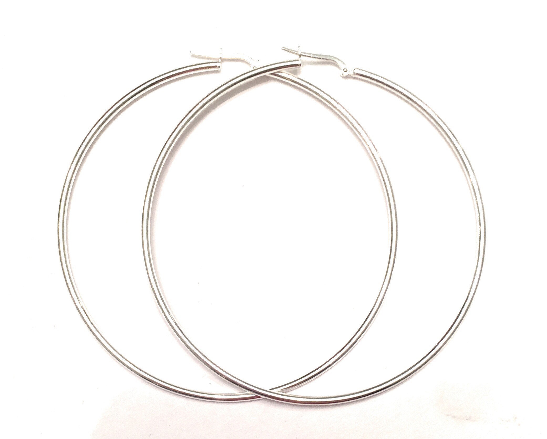 3 Inch Hoop Earrings Silver Thin Hoop Earrings Oversized - Etsy
