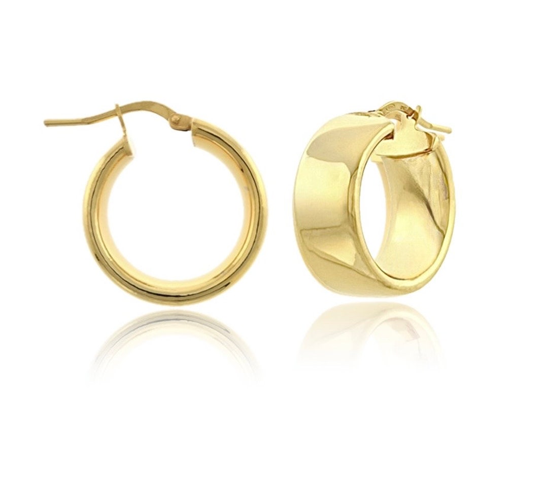 Extra Wide Chunky Gold Hoop Earrings 9mm - Made in Italy - Etsy