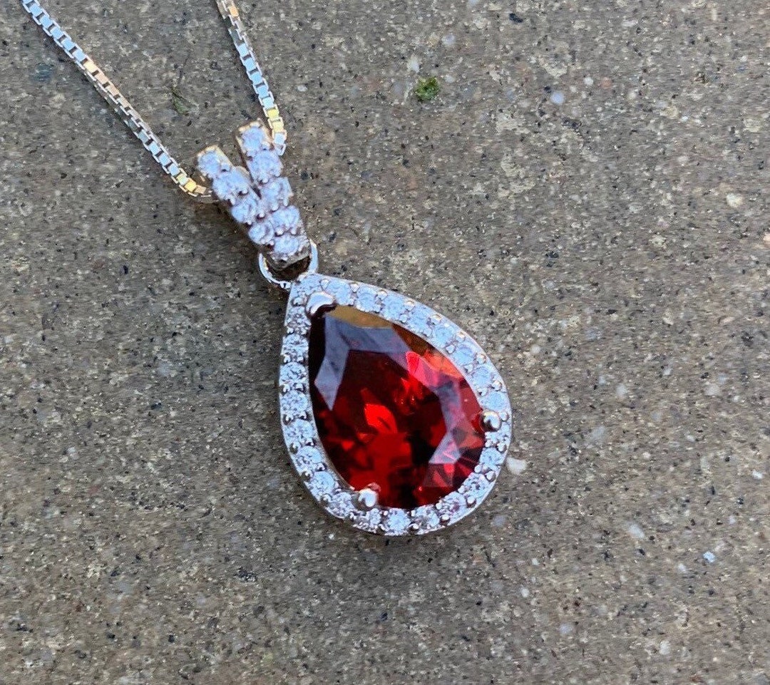 Garnet Necklace for Women, Gift for Her, January Birthstone Necklaces ...