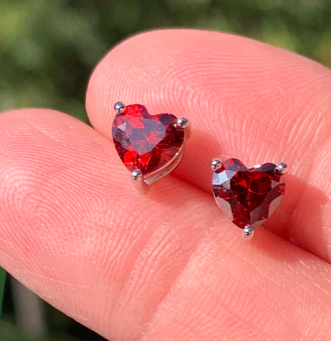 Red Heart Jewelry Set With Garnet Crystal, 14 16 18 20 22, Valentine ...