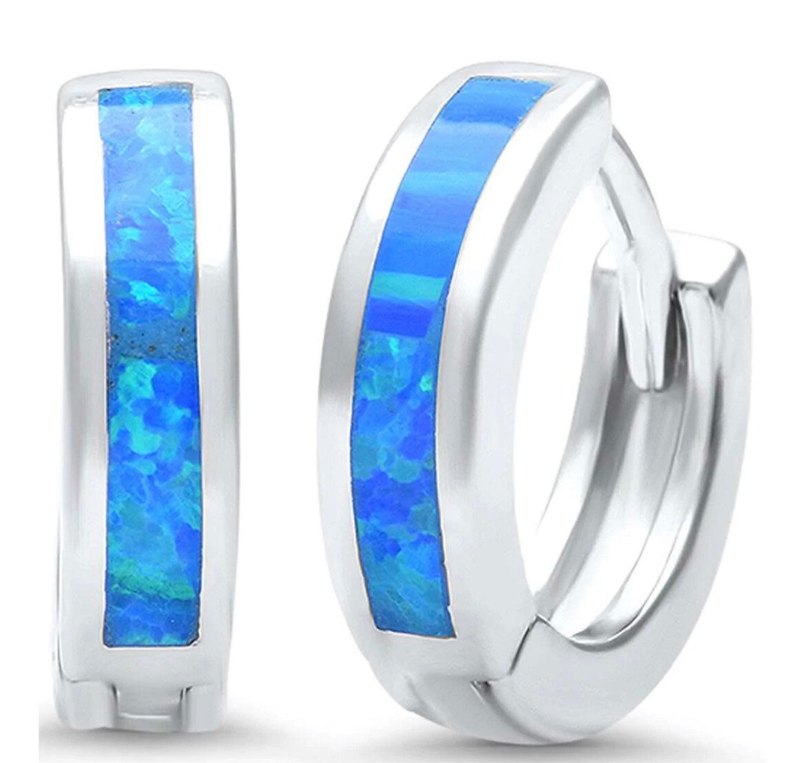 Opal Hoop Earrings, Opal Huggies Silver Gold, White Opal Earrings, Gift ...