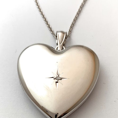 4 Picture Heart Locket Necklace Sterling Silver Multiphoto - Etsy