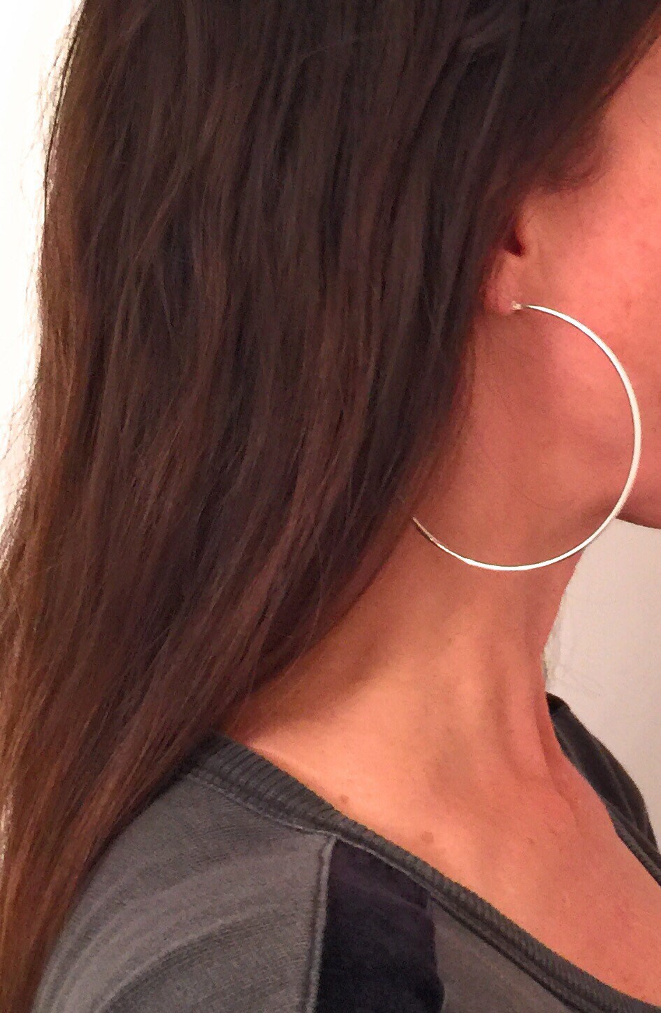 3 Inch Hoop Earrings Silver Thin Hoop Earrings Oversized - Etsy