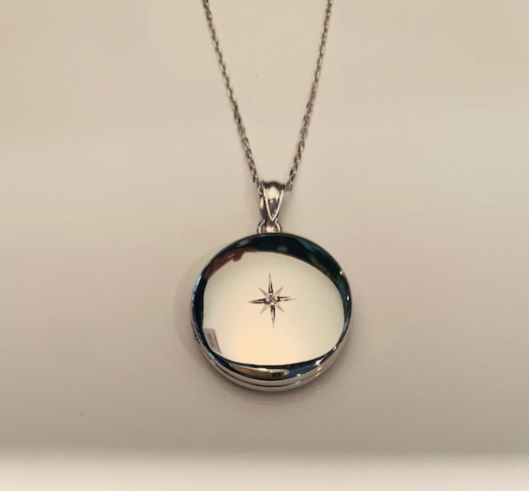 Picture Locket Sterling Silver, Two Photo Locket, Circular Locket ...