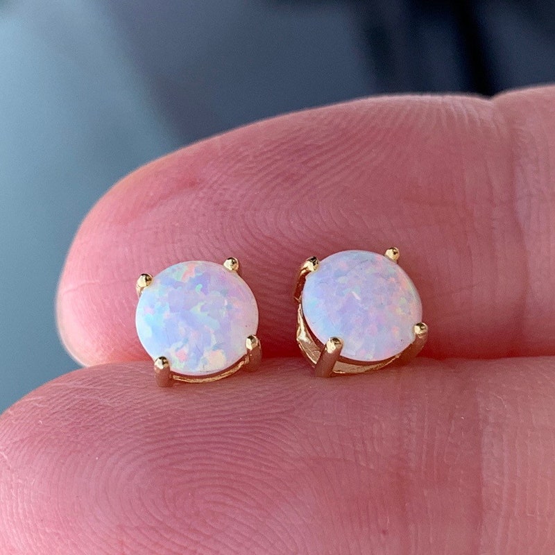 Opal Stud Earrings - Etsy