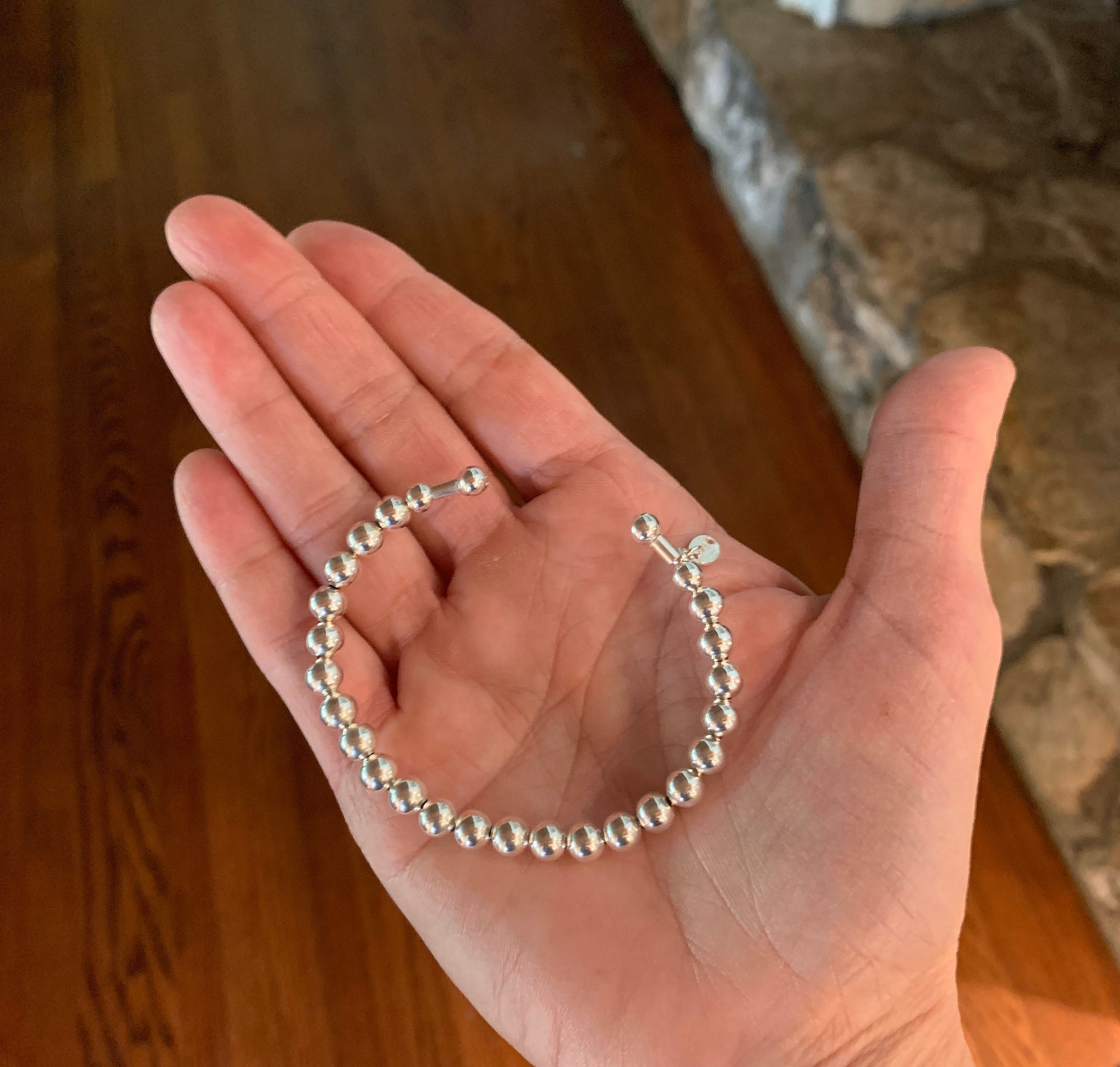 Sterling Silver Bead Cuff Bracelet 3 Sizes 3mm or 5mm Bead | Etsy