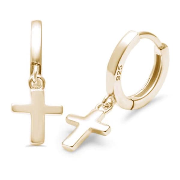 Cross Hoop Earrings - Etsy