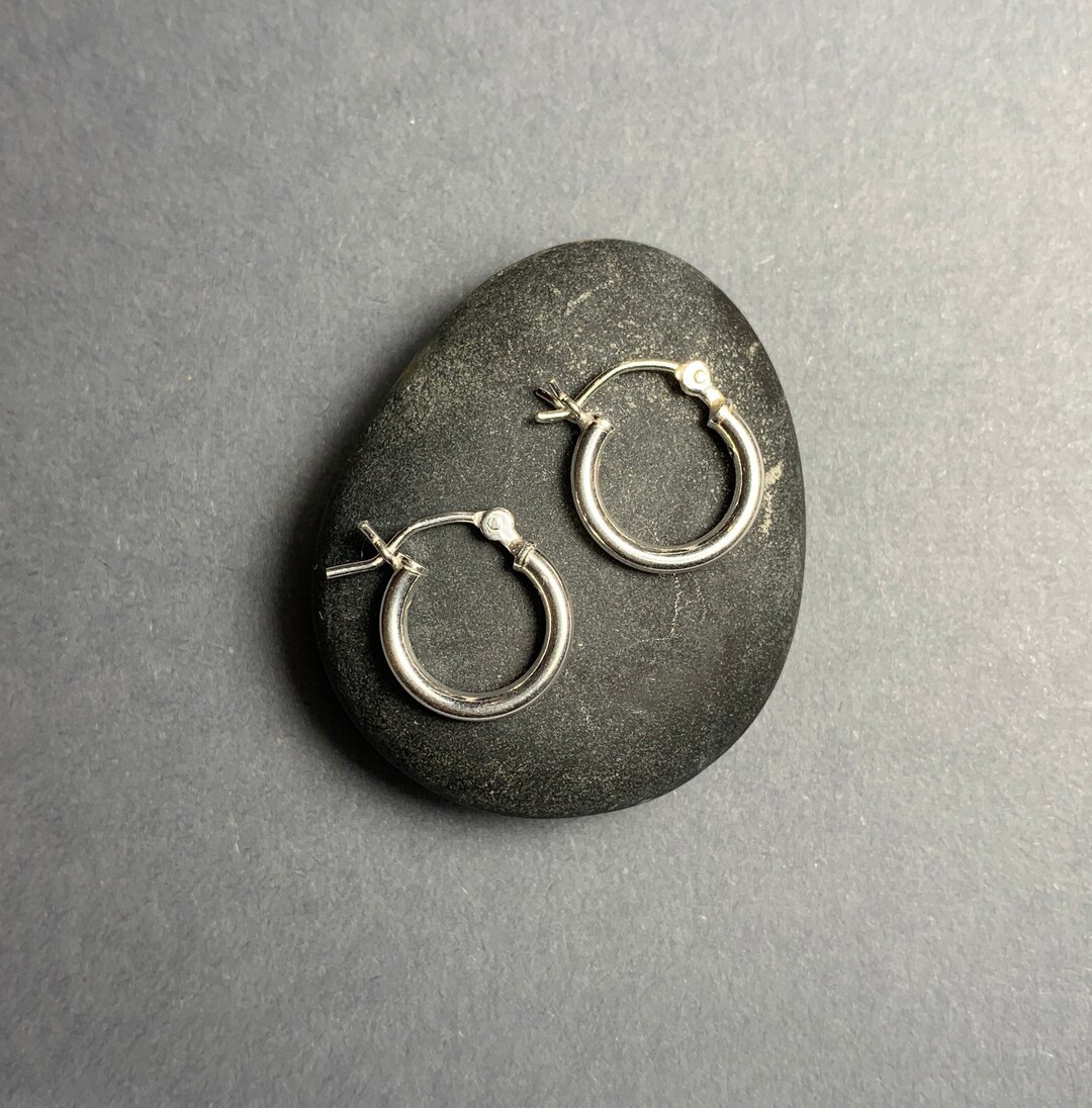 Mini Hoop Earrings of 925 Sterling Silver, 3/8” Little Hoops, Tiny ...