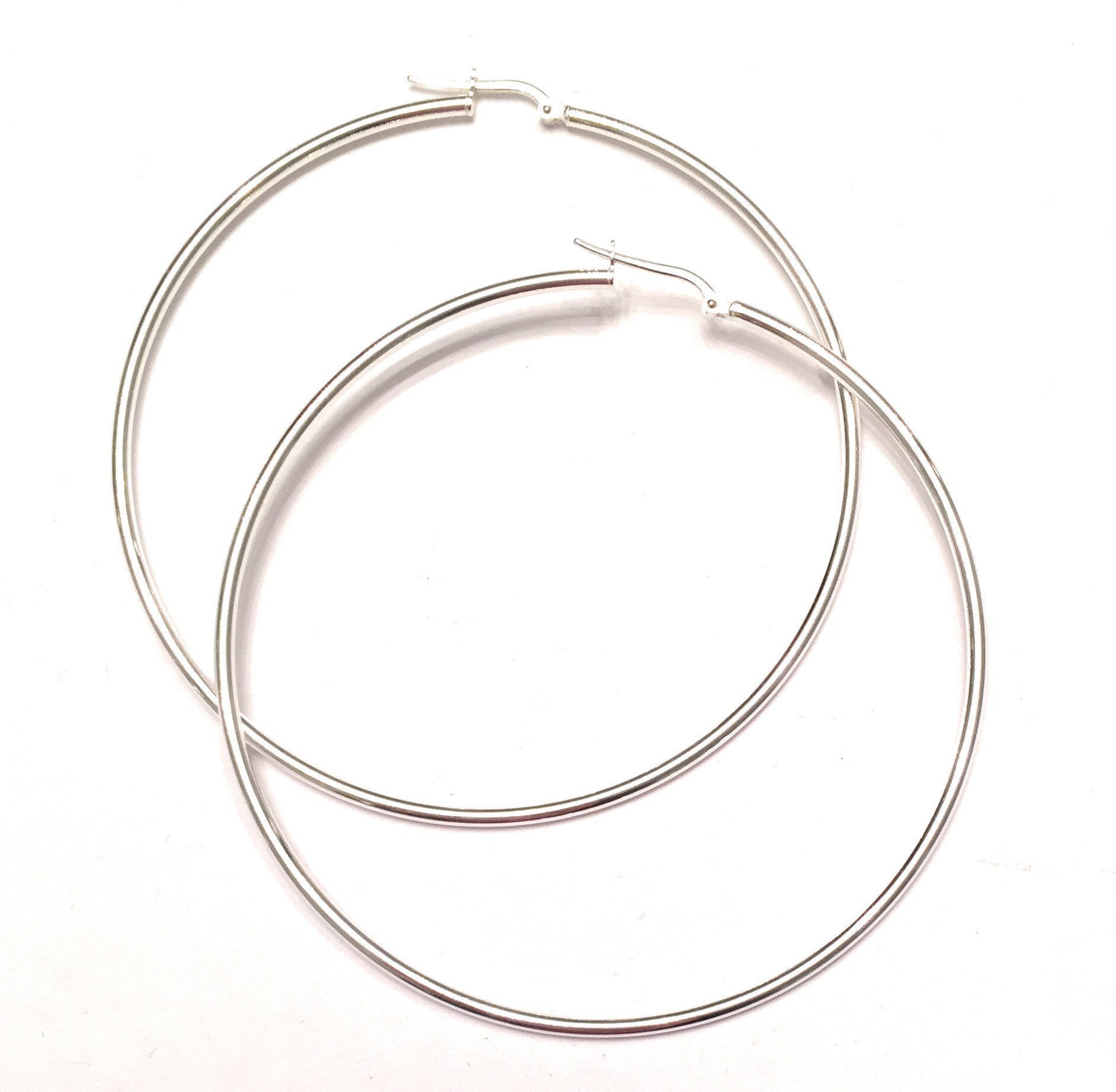 3 Inch Hoop Earrings Silver Thin Hoop Earrings Oversized - Etsy