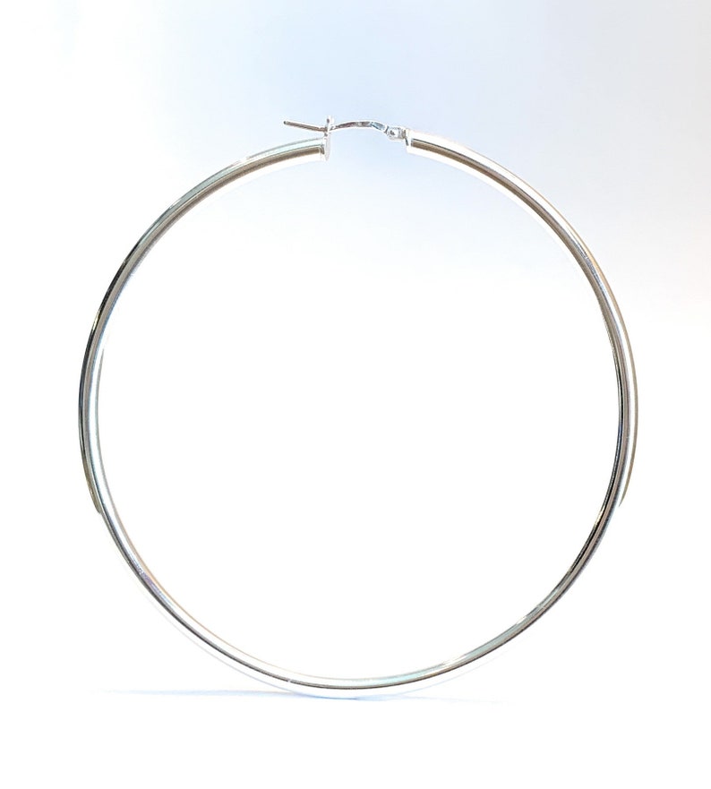3 Inch Silver Hoop Earrings - 925 Sterling Silver Hoop - 3mm Hoops ...