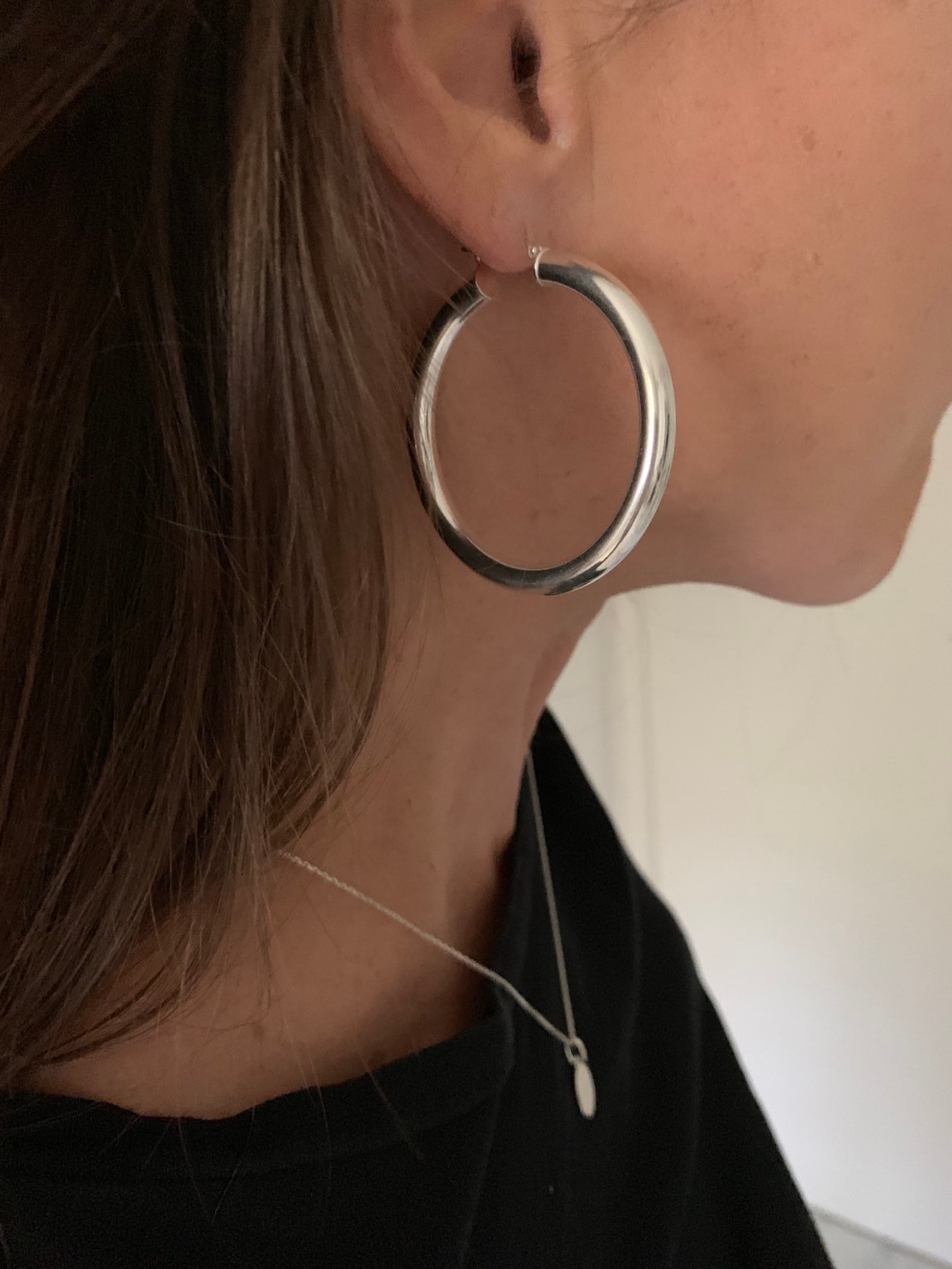 Wide Oversized Hoop Earrings 925 Italian Sterling Silver 2 Diameter ...