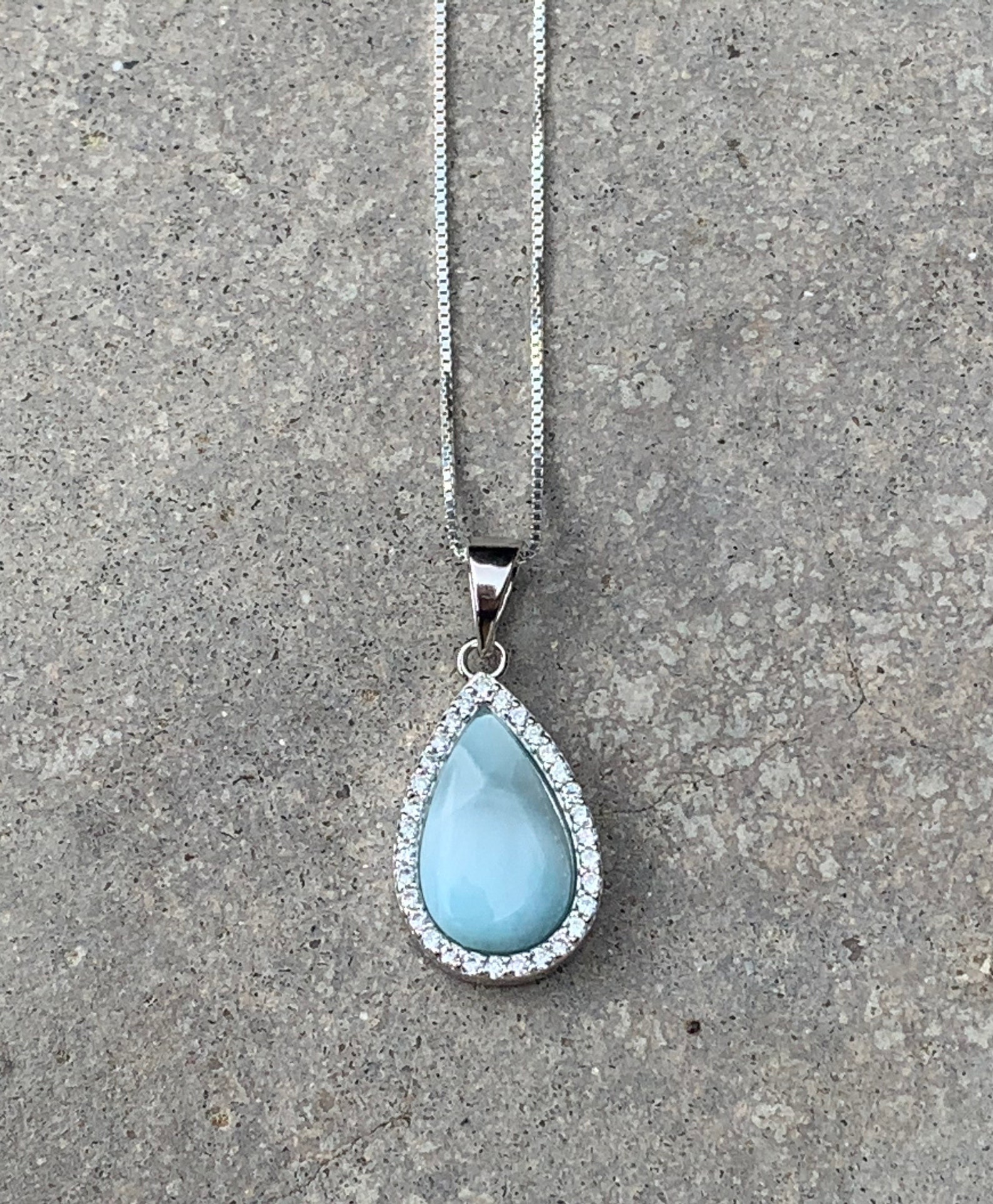 Natural Larimar Necklace, Sterling Silver Necklaces for Women, 14”, 16 ...