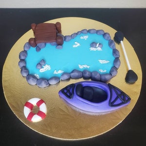Kayak Cake Topper | Kayaking Birthday Cake Decoration | Fondant Kayak ...