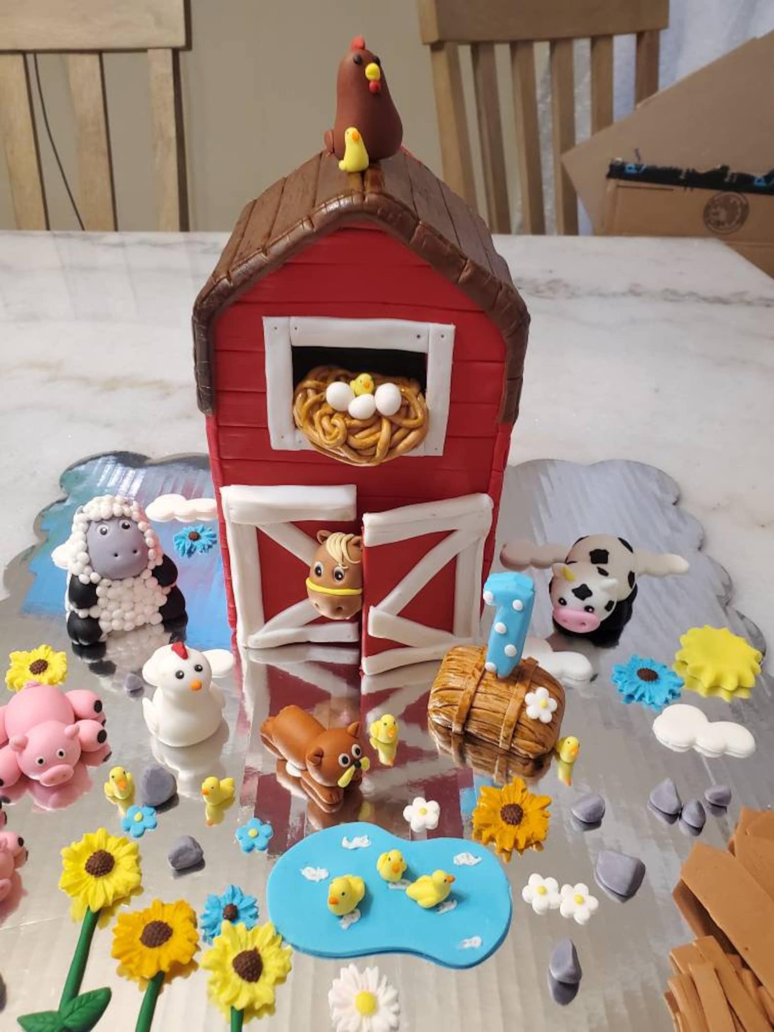 Farm Fondant Cake Topper - Etsy