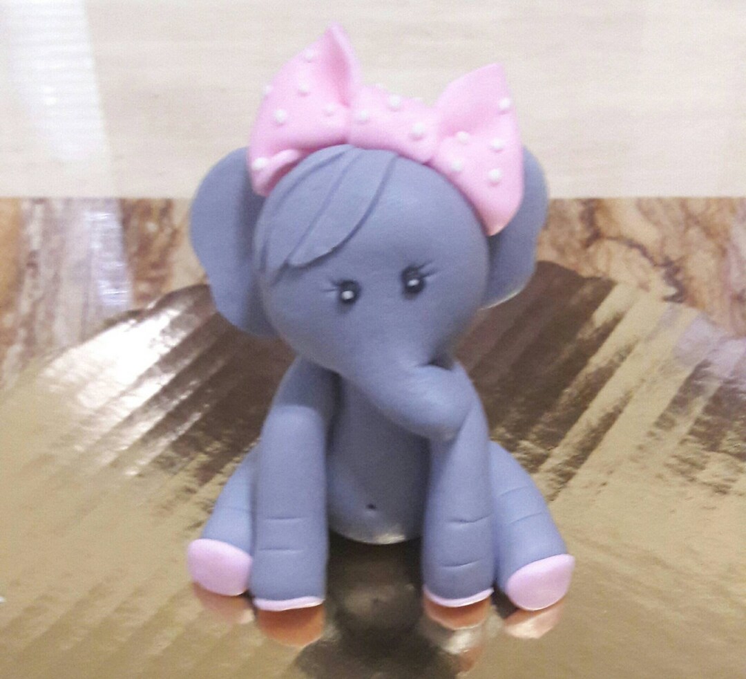 Elephant Cake Topper, Elephant Fondant Topper, Girly Elephant, 1st ...