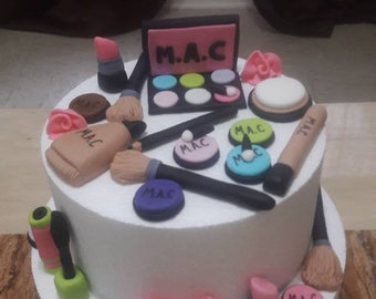 Fondant Makeup Cake Topper Set 12 Pcs Blue - Etsy