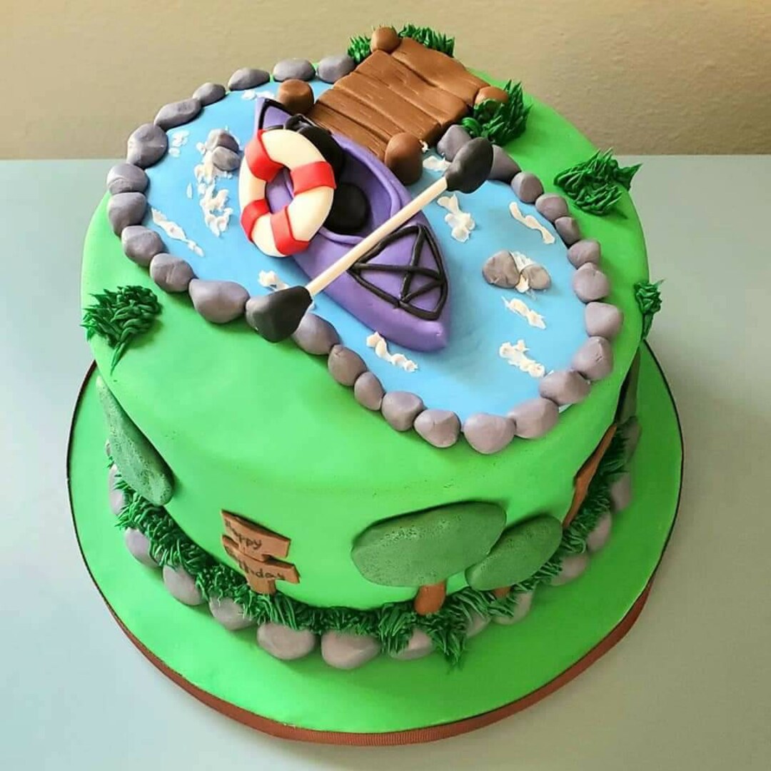 Kayak Cake Topper | Kayaking Birthday Cake Decoration | Fondant Kayak ...
