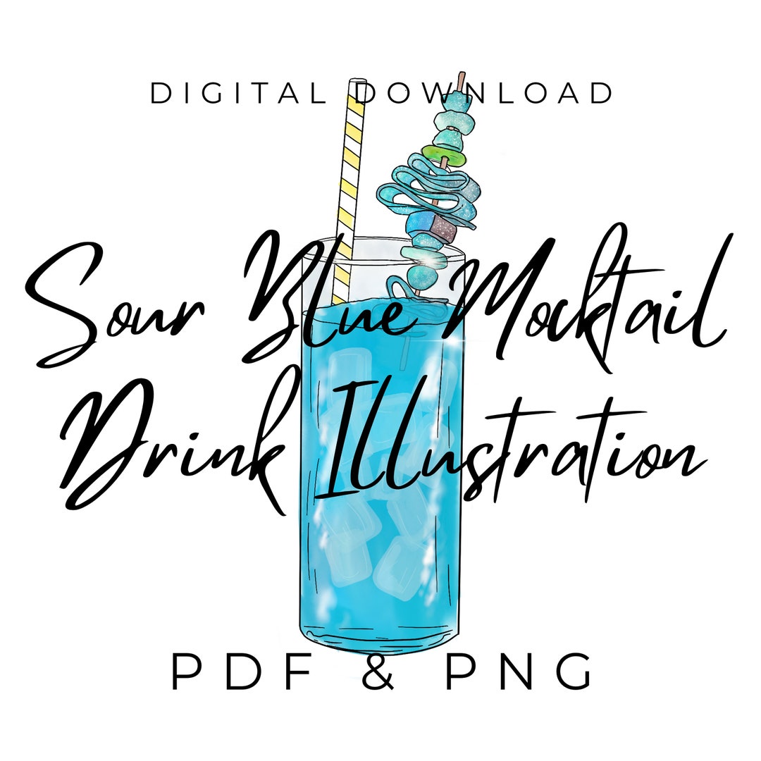 Sour Blue Mocktail Drink Digital Download, Mocktail Illustration, Candy ...