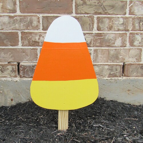 Candy Corn Halloween Wood Engraved Yard Art Fall Walkway Decor | Etsy
