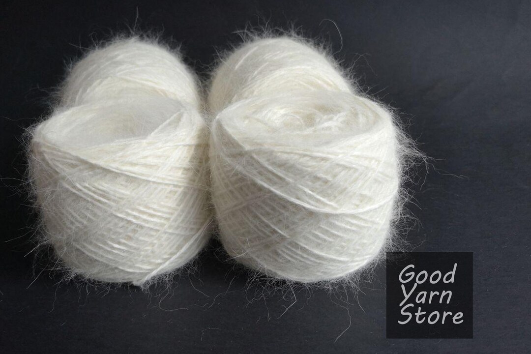Angora White, Fluff Yarn, Hand Knitting, Rabbit Angora, 425 Meters 100g ...