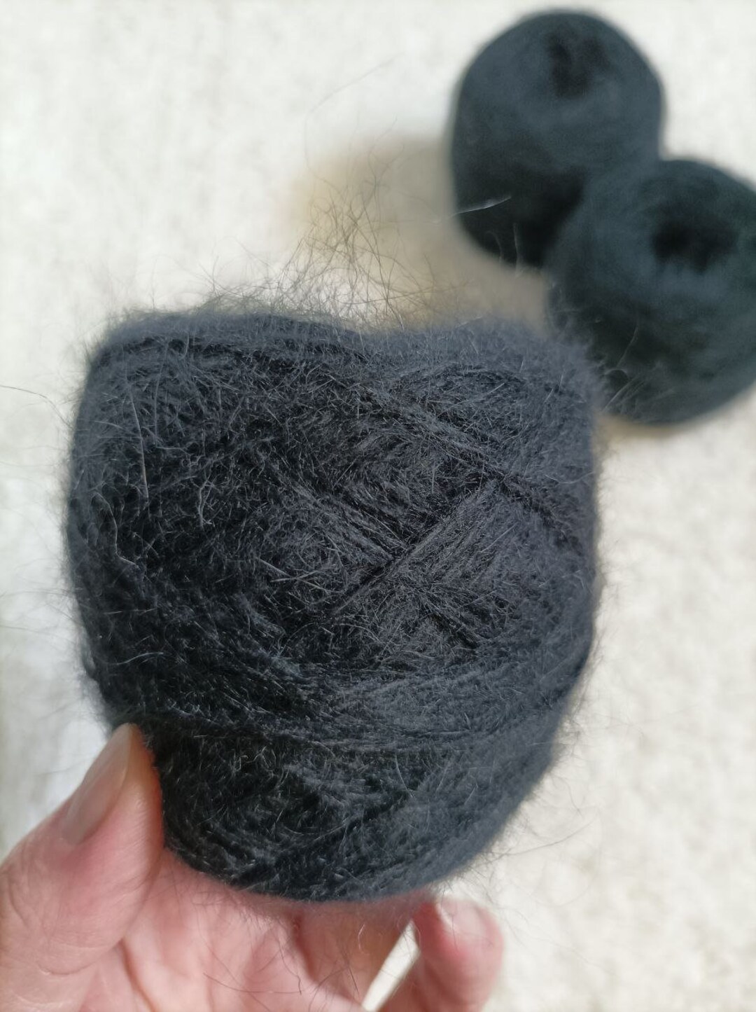 Black Angora Rabbit Yarn on Skein 100 Gram - Etsy