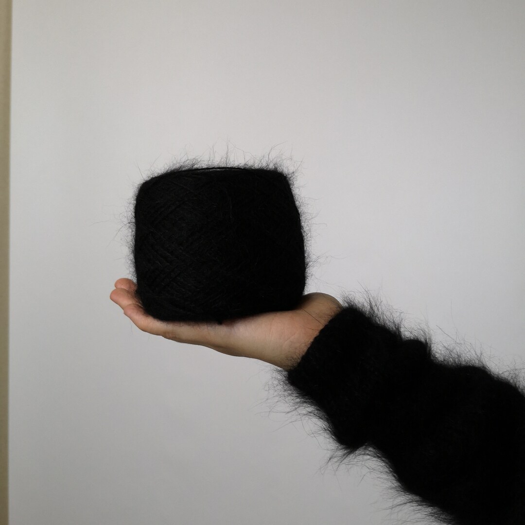Angora Yarn Black, Angora 80% Yarn, Italy Yarn, Rabbit Yarn, Yarn for ...