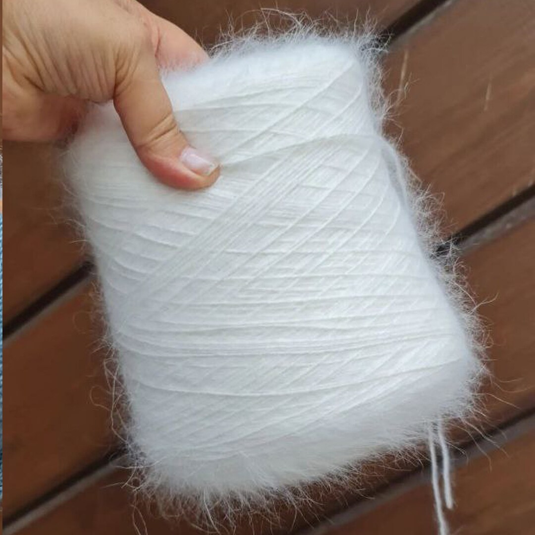 White Winter Cozy Angora Yarn - Etsy