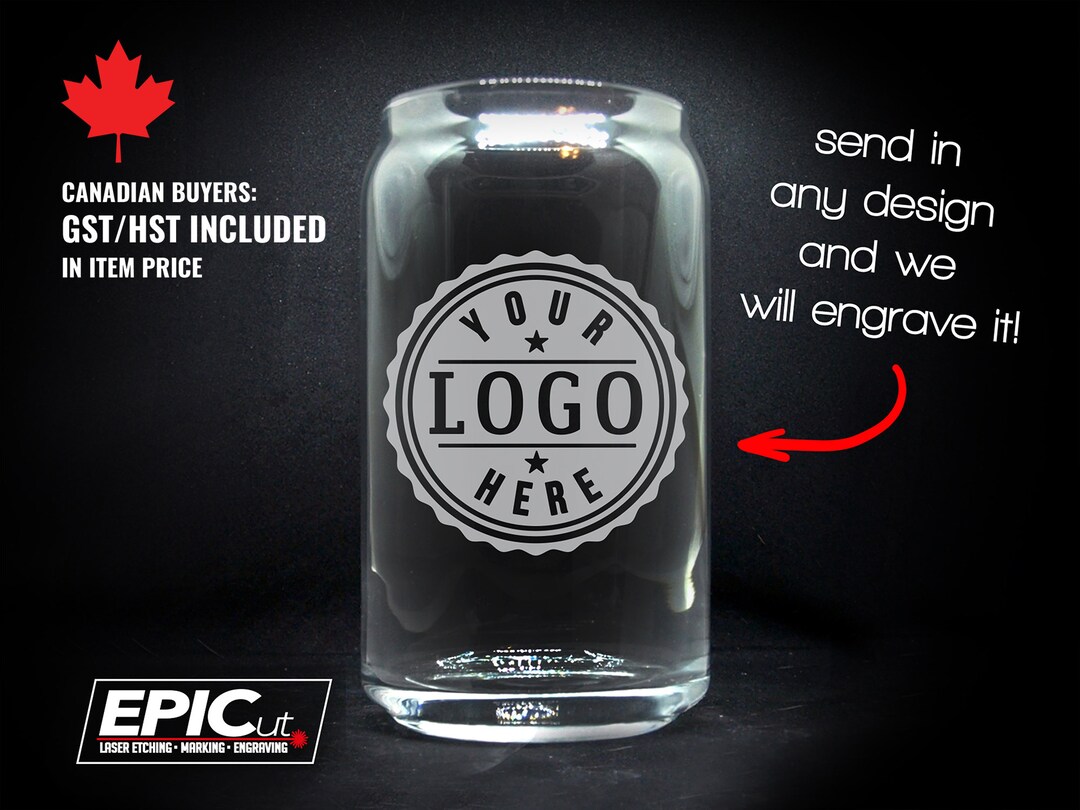 Custom 16oz Beer Can Glass Etched Logo Glassware / Engraved Craft Beer ...