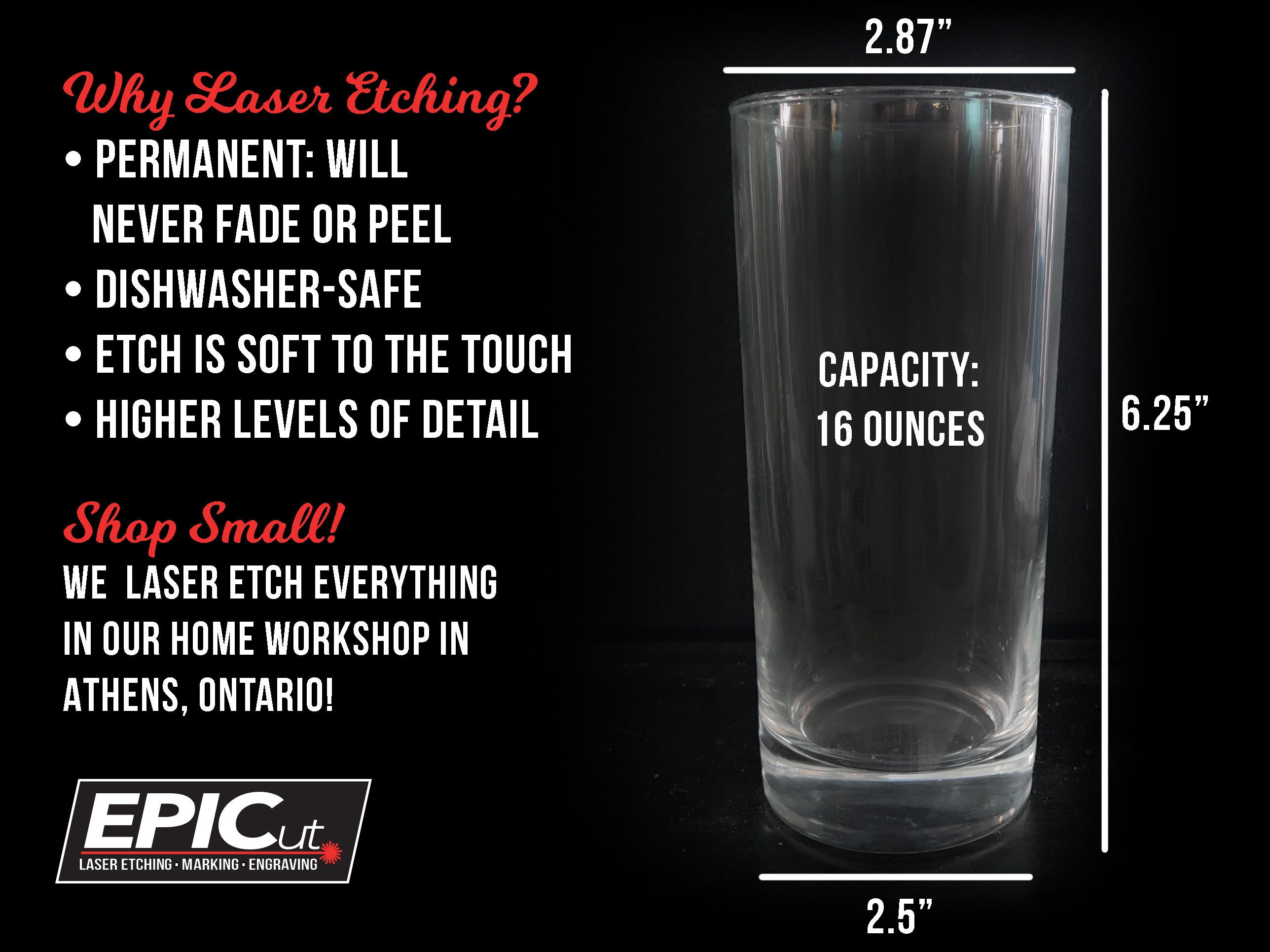 Custom 16 Oz High Ball Glass - Etched Logo Glassware / Personalized ...