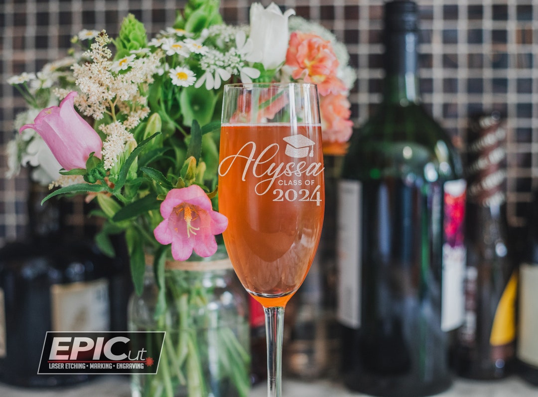 Personalized Graduation Champagne Flute: Laser Etched Grad Gift ...
