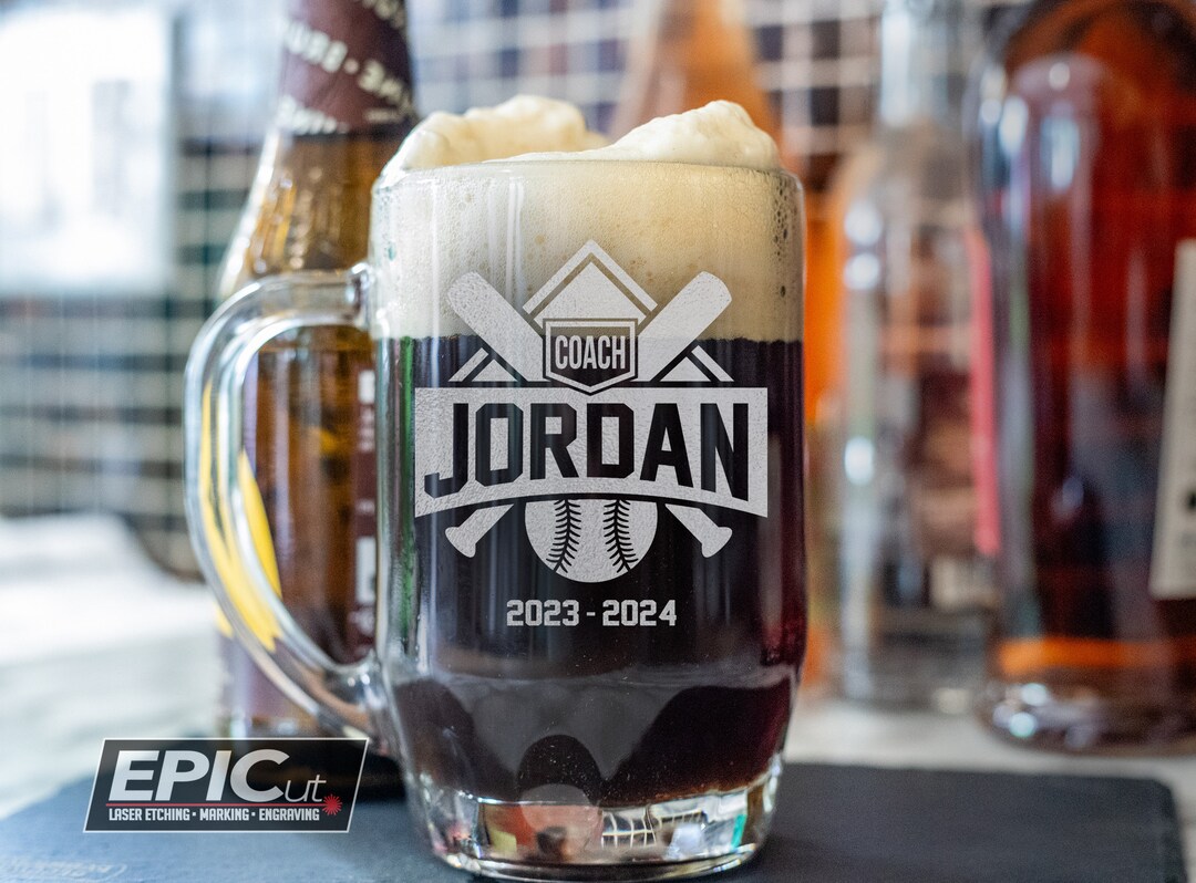 Personalized Baseball Team Coach 19.5oz Beer Stein - Coaches Gift Laser ...