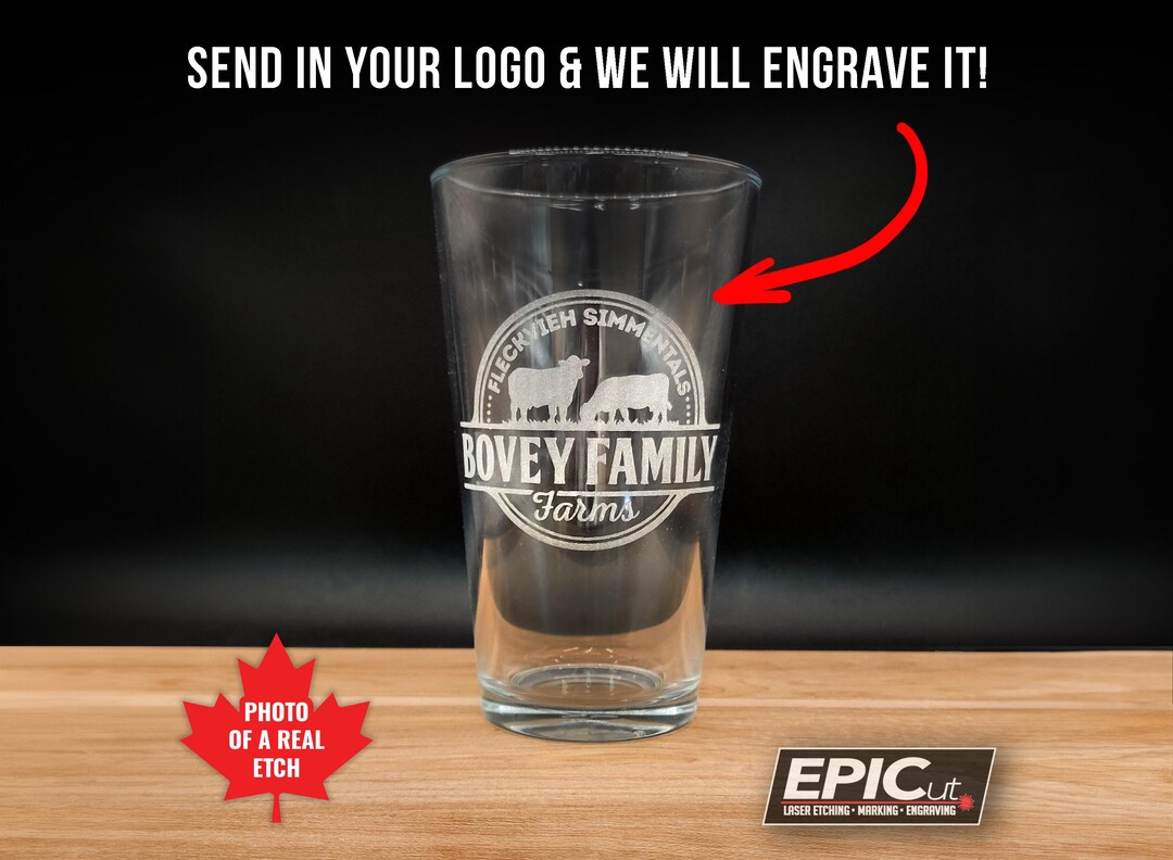 Custom Engraved 16oz Tall Kitchen Glass - Etched Logo Cup / Customized ...
