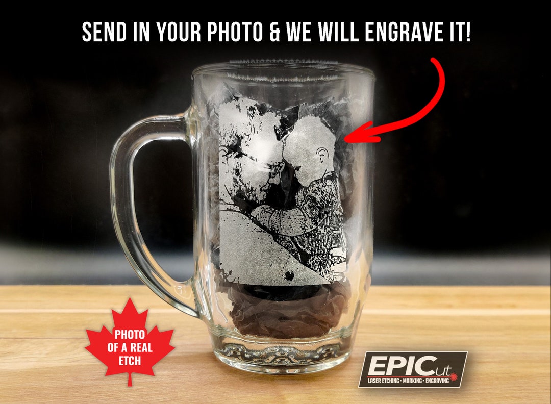 Custom Etched 19.5 Oz Beer Mug - Custom Photo Glass Stein / Laser ...