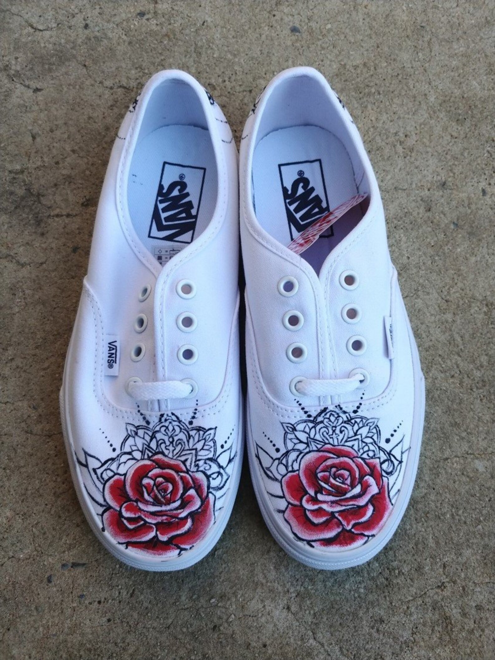 Custom Hand Painted Rose Mandala Shoes - Etsy