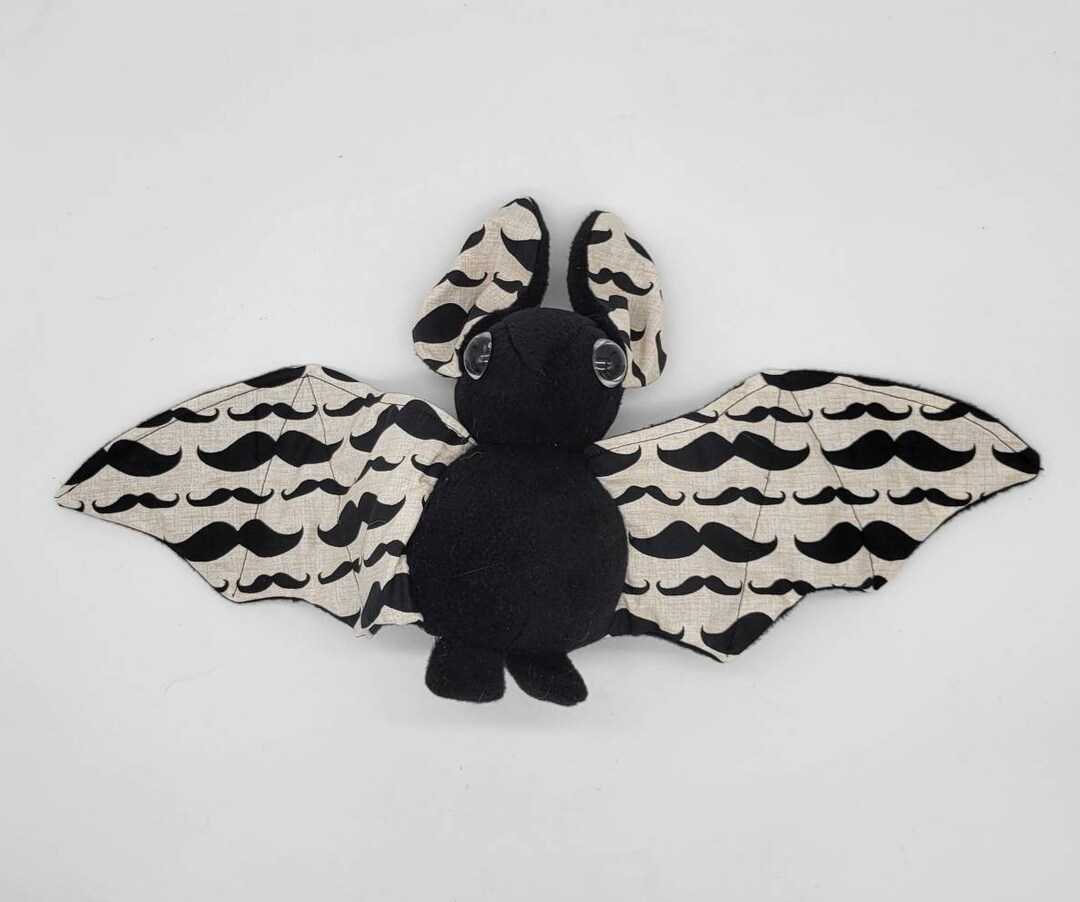 Mustache Black Bat Stuffed Animal, Collectable Decorative Bat Plushie ...