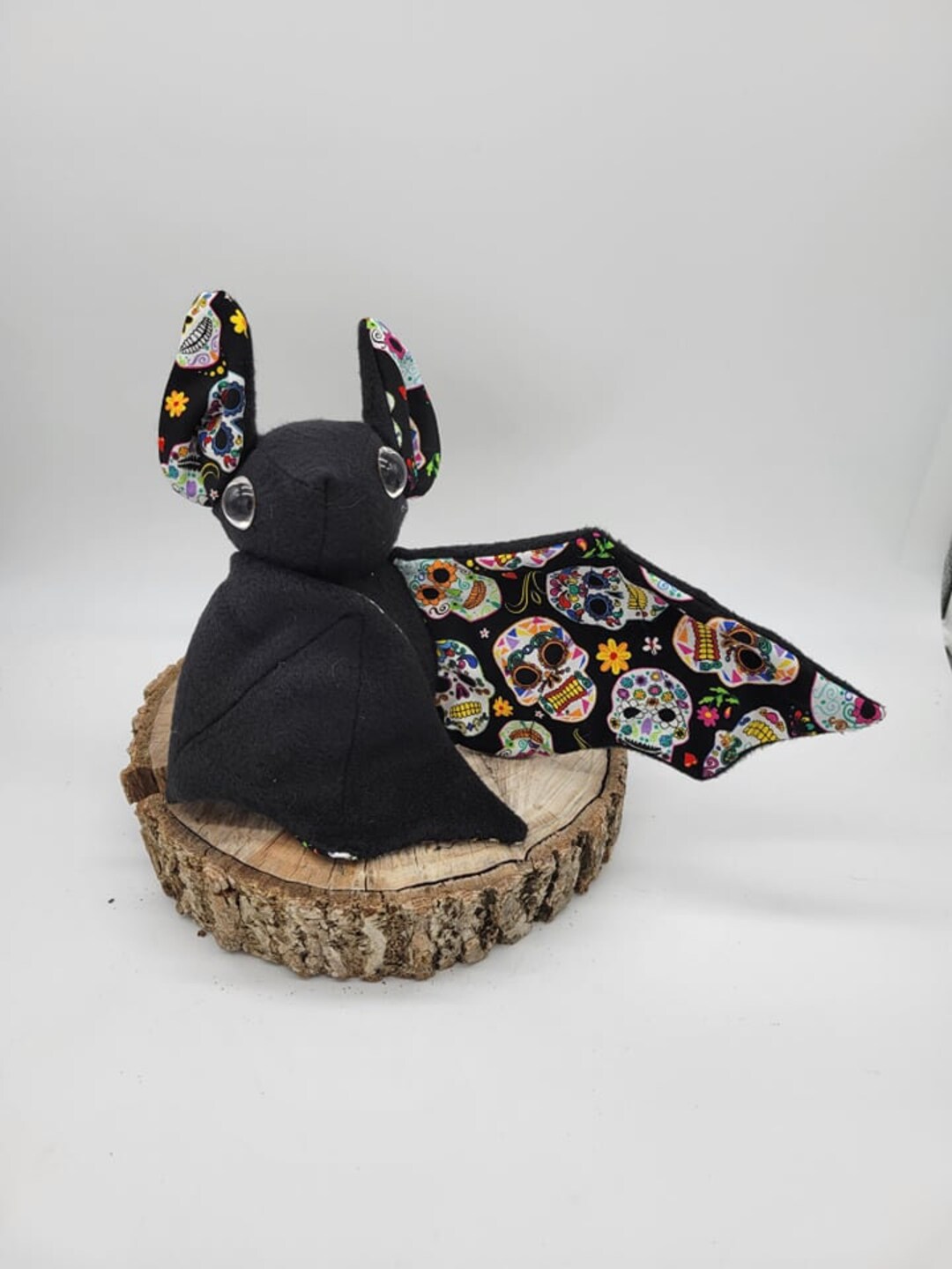 Sugar Skull Halloween Black Bat Stuffed Animal, Collectable Decorative ...
