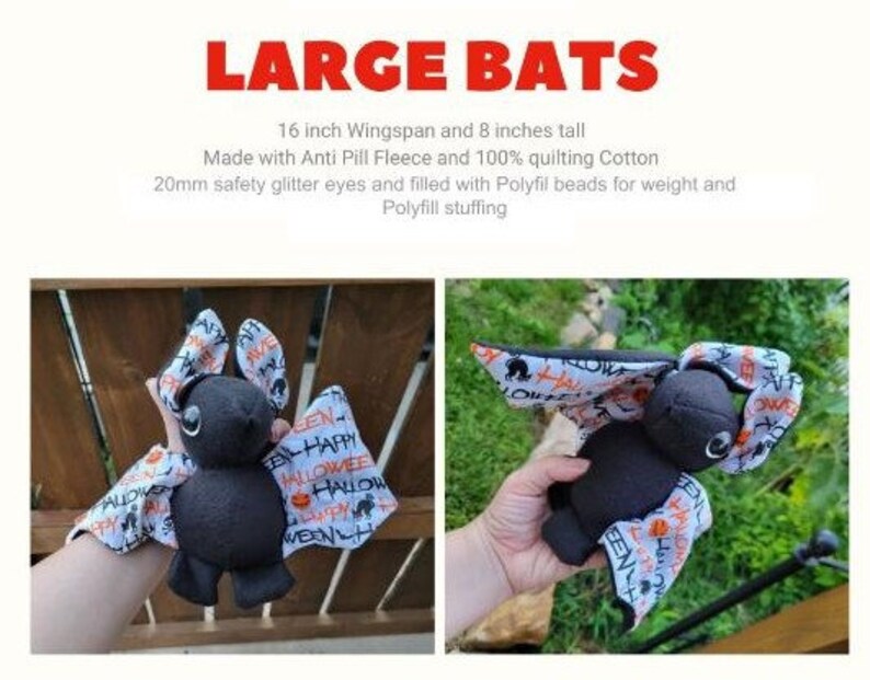 Mustache Black Bat Stuffed Animal, Collectable Decorative Bat Plushie ...