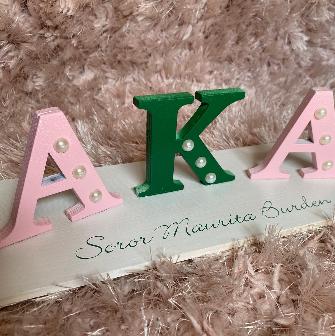 AKA | Inspired | Personalized | Wood | Plaque | Desk Sign | Line Gift ...
