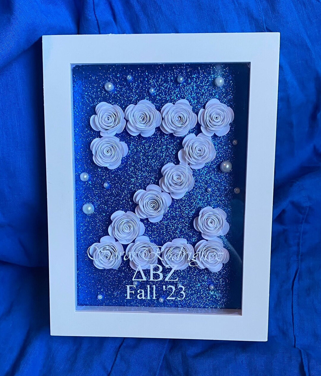 Personalized Zeta Shadow Box: Blue & White Zeta Greek Sorority Gift 5x7 ...