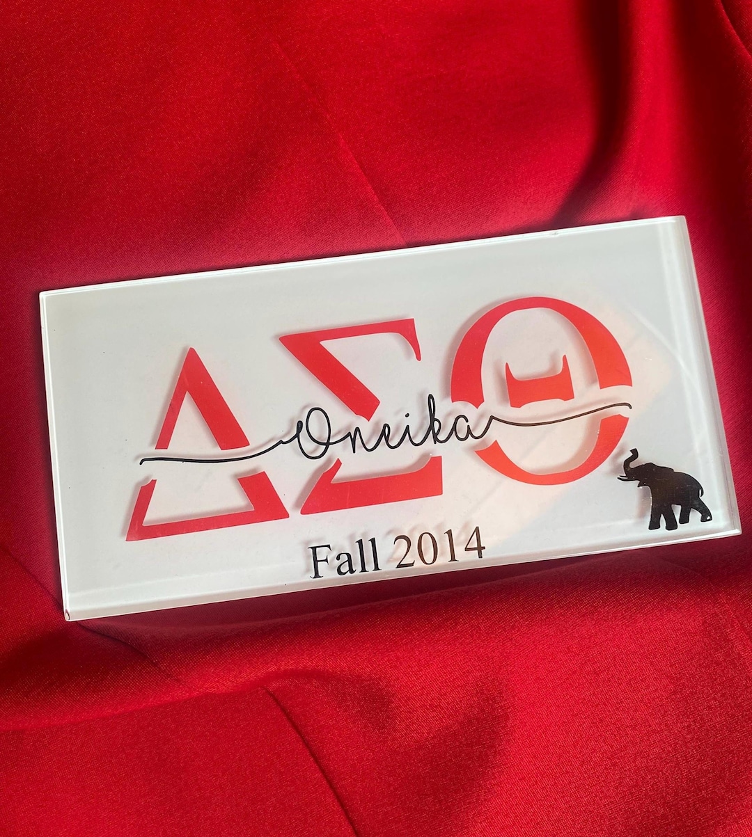 Personalized Delta Sigma Sorority Glass Name Plaque 4"x8": Crossing ...