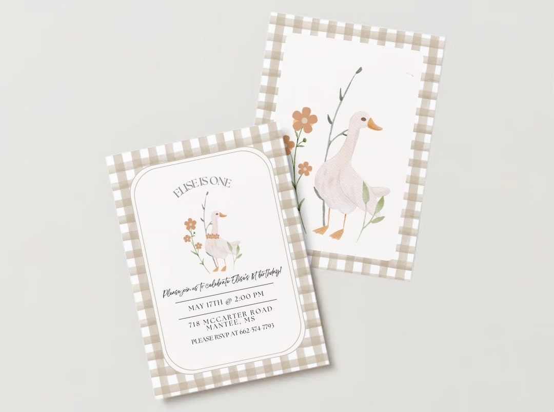 25 Goose & Daisy Birthday Invitation | Birthday Invite | Party Goose ...