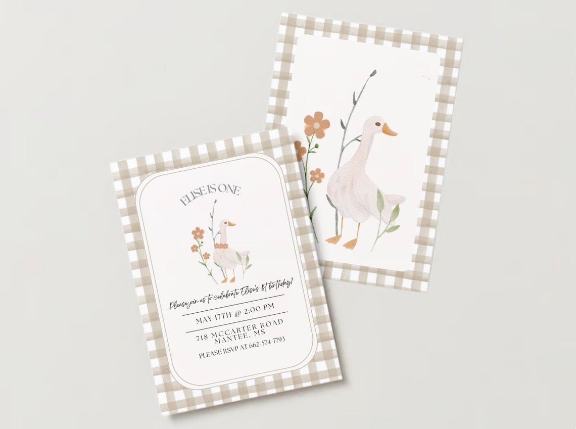 25 Goose & Daisy Birthday Invitation | Birthday Invite | Party Goose ...