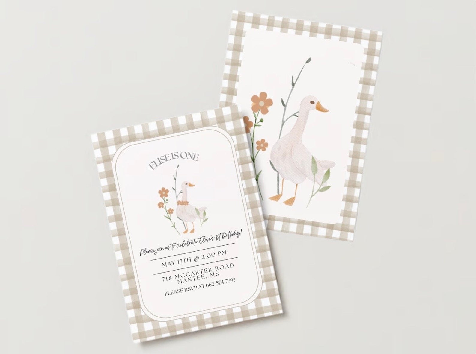 25 Goose & Daisy Birthday Invitation | Birthday Invite | Party Goose ...
