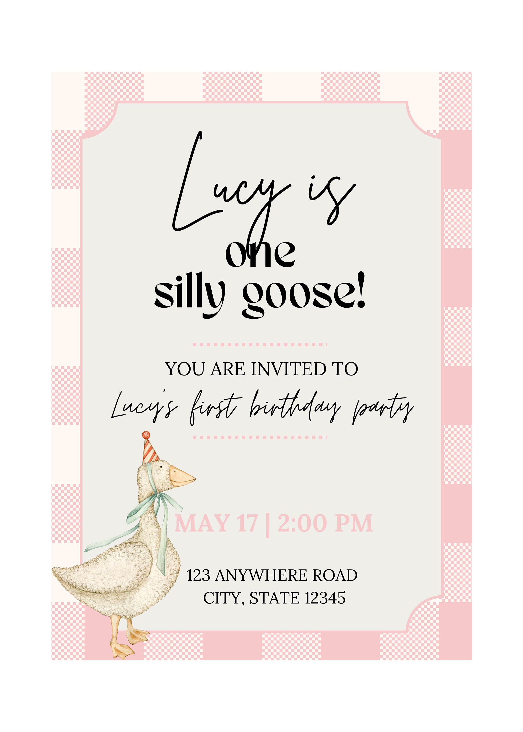 25 One Silly Goose Birthday Invitation | Birthday Invite | Party Goose ...