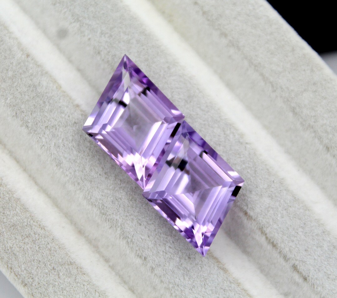 Pink Amethyst Quartz Lozenge Cut Pair Faceted Gemstones - Loose ...